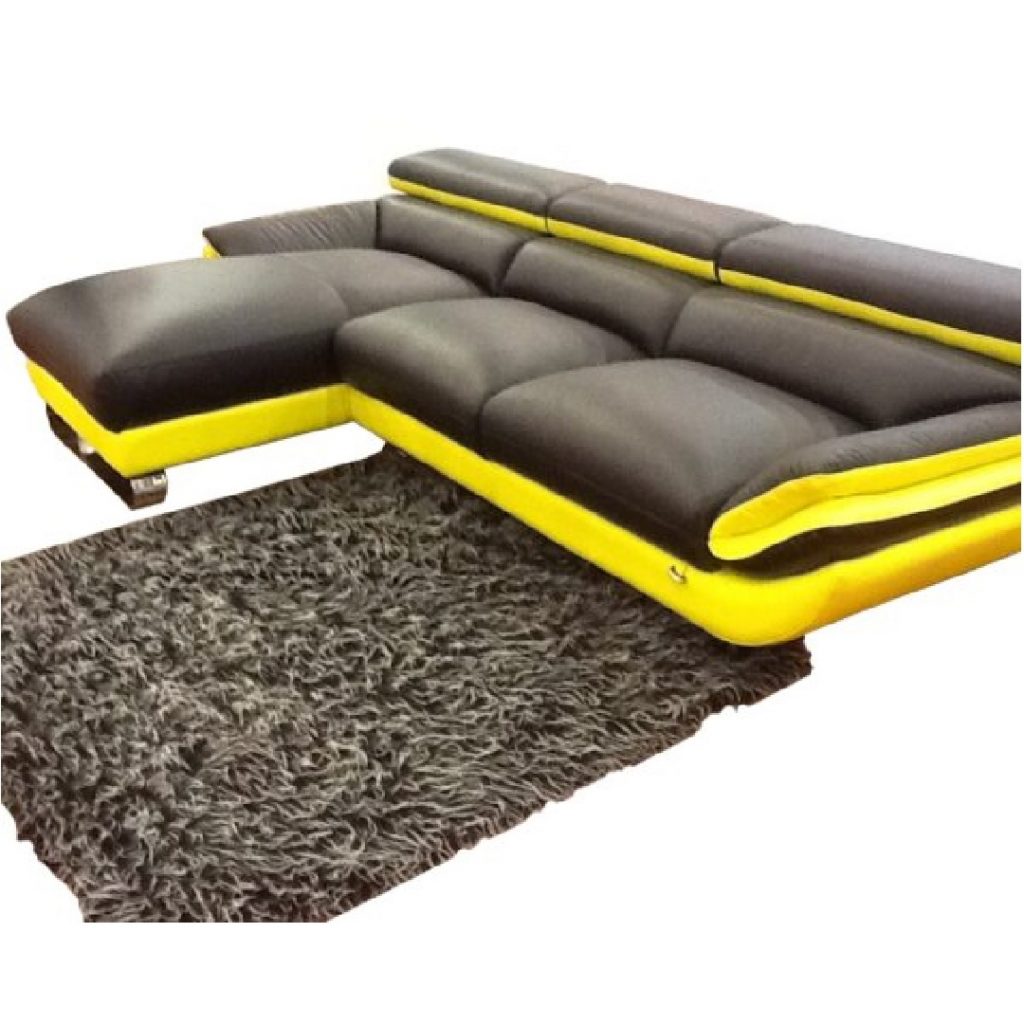 Tiffab II Half Leather Corner Slider Sofa - Living Solution Pte Ltd