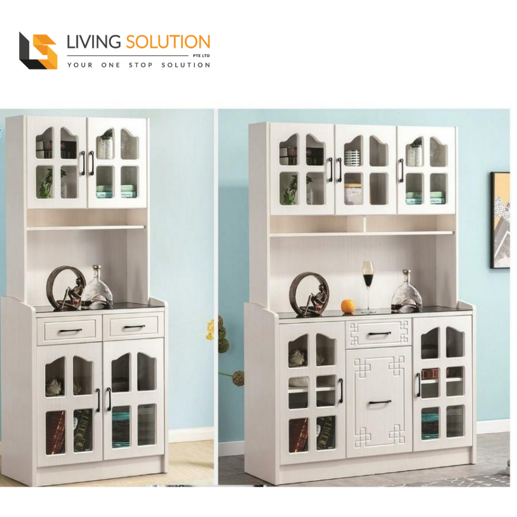 Glain Kitchen Cabinet Buffet Hutch - Living Solution Pte Ltd