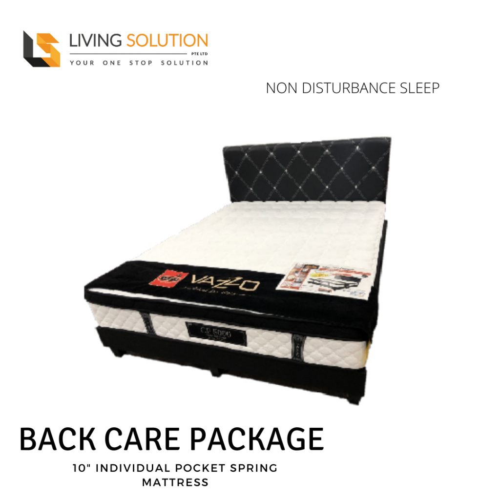 Back Care Bed Frame with Spring Mattress Package - Living Solution Pte Ltd