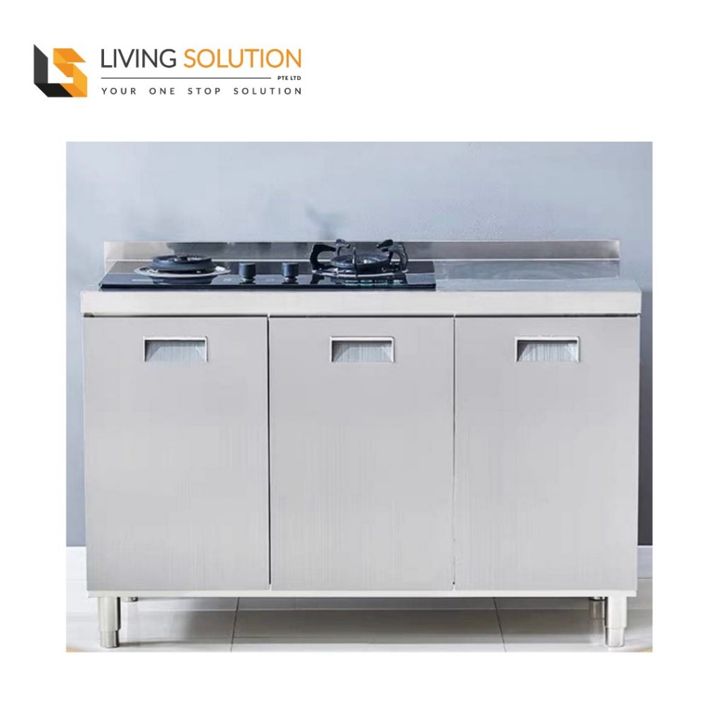 120cm Stainless Steel Kitchen Cabinet with Stove Cut - Living Solution ...