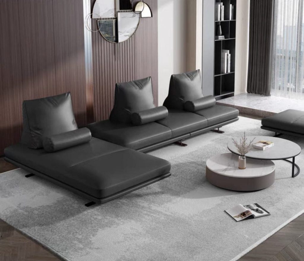 Anthea Cow Hide Leather Movable Backrest Sofa - Living Solution