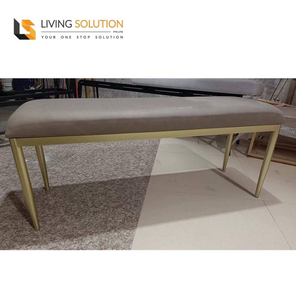 Jan Dining Bench in Gold Legs - Living Solution Pte Ltd