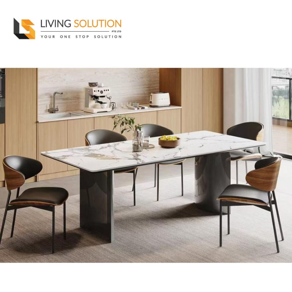 Taris Sintered Stone Dining Table with Stainless Steel Leg - Living ...
