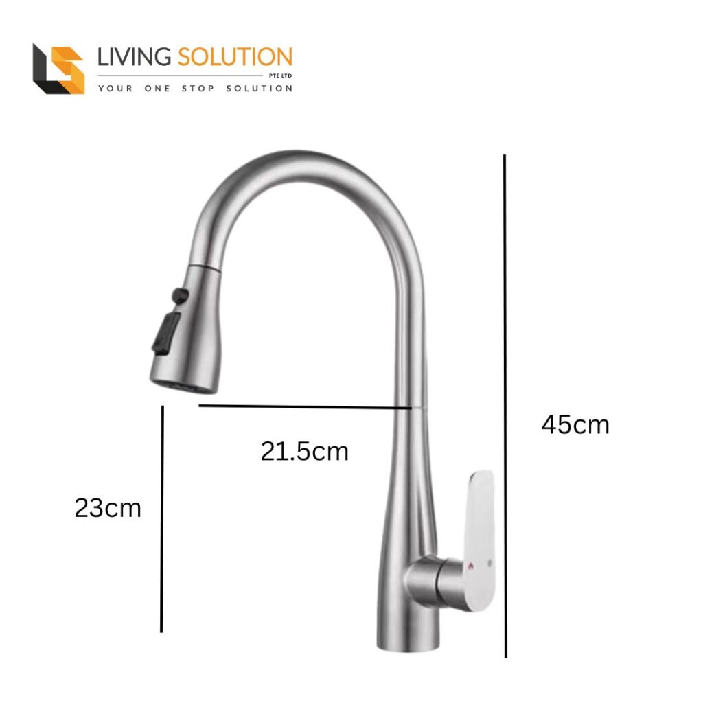 304 Stainless Steel Black Pull Out Kitchen Sink Tap - Living Solution ...