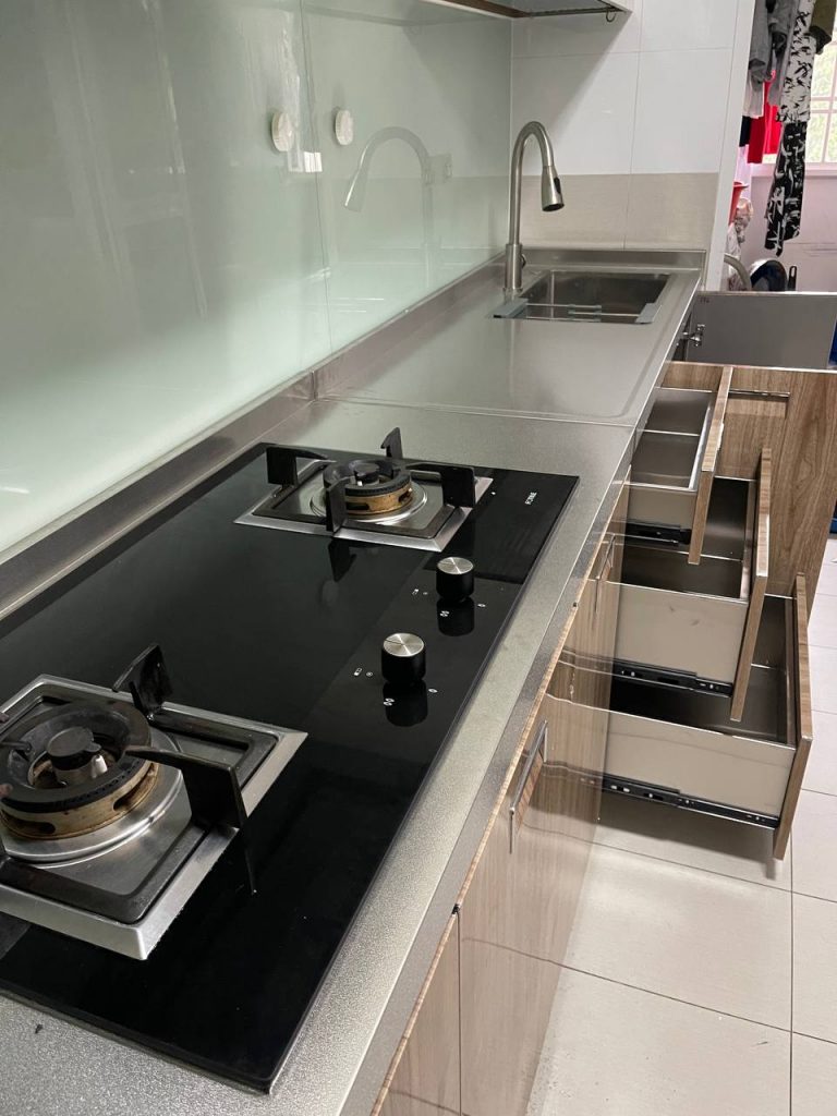 Coloured Door Modular Stainless Steel Kitchen Cabinet | Living Solution