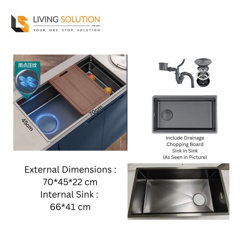 Aiko 800mm Japanese Style 3D Embossed Stainless Steel Kitchen Sink ...