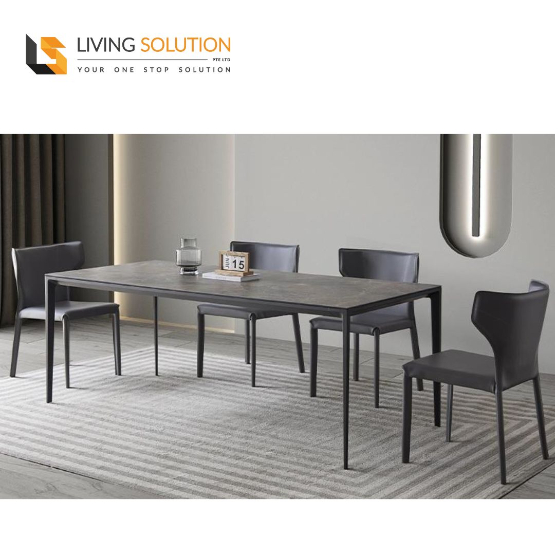 Sandy Sintered Stone Dining Table - Living Solution Pte Ltd