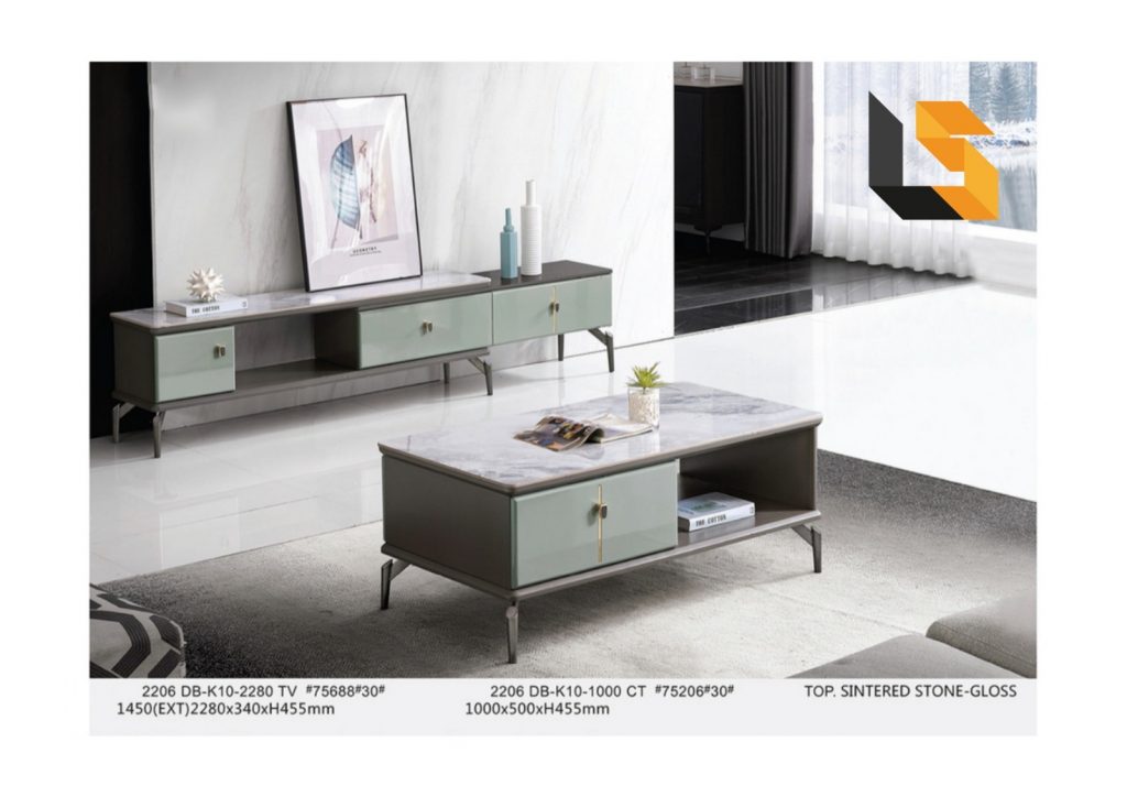Awa Gloss Sintered Stone Top TV Console - Living Solution Pte Ltd