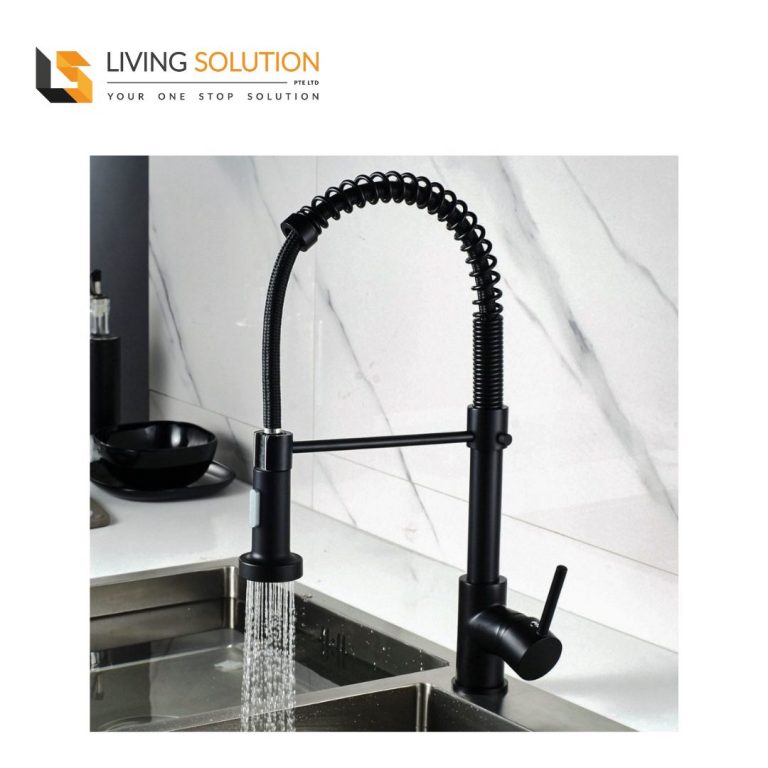 Copper Black Swivel Tap Kitchen Sink Tap - Living Solution Pte Ltd