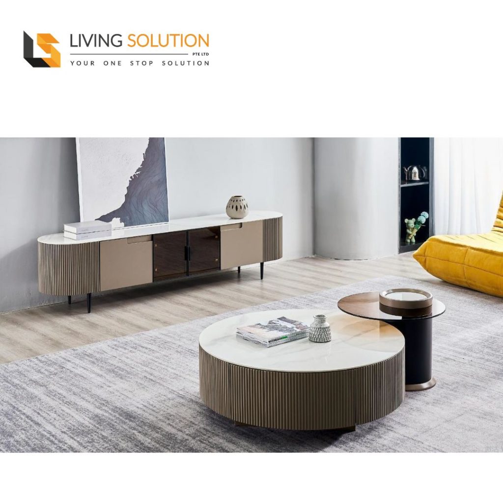 Enne Sintered Stone Top Coffee Table / TV Console - Living Solution Pte Ltd