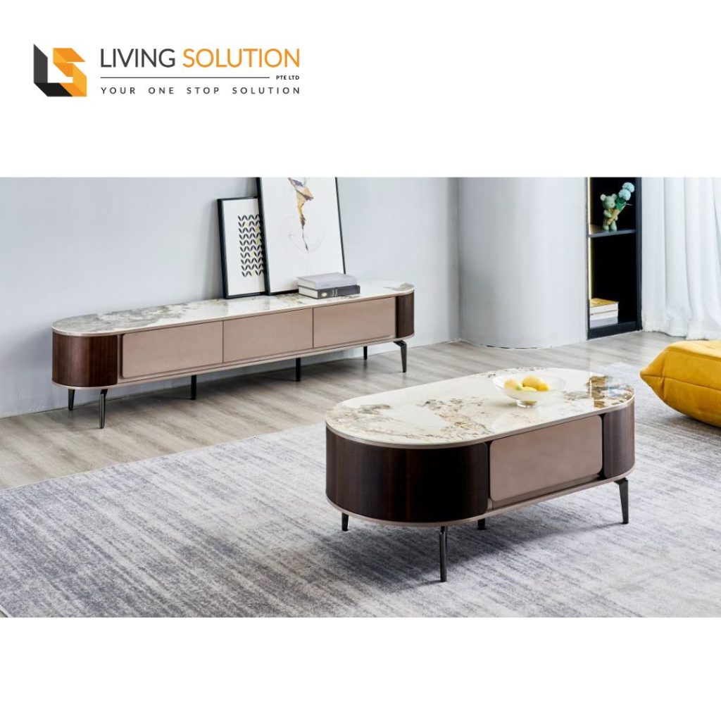 Wia Sintered Stone Top Coffee Table / TV Console - Living Solution Pte Ltd
