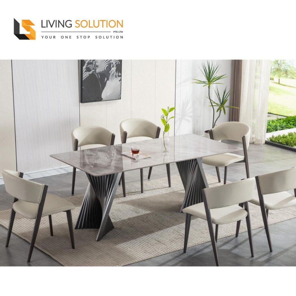 Mira Sintered Stone Dining Table - Living Solution Pte Ltd