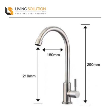 304 Stainless Steel Kitchen Sink Cold Water Tap - Living Solution Pte Ltd