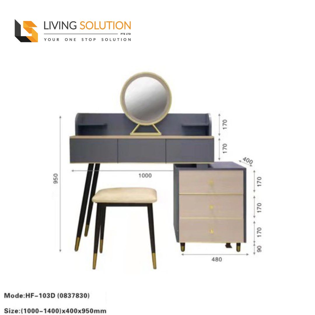 Jiru Dressing Table Dresser Table - Living Solution Pte Ltd