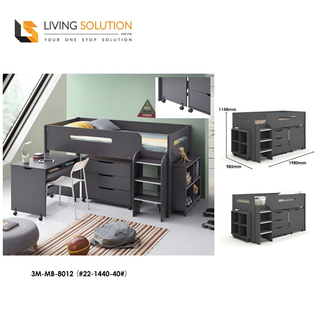 Kelis Loft Bunk Bed Frame - Living Solution Pte Ltd