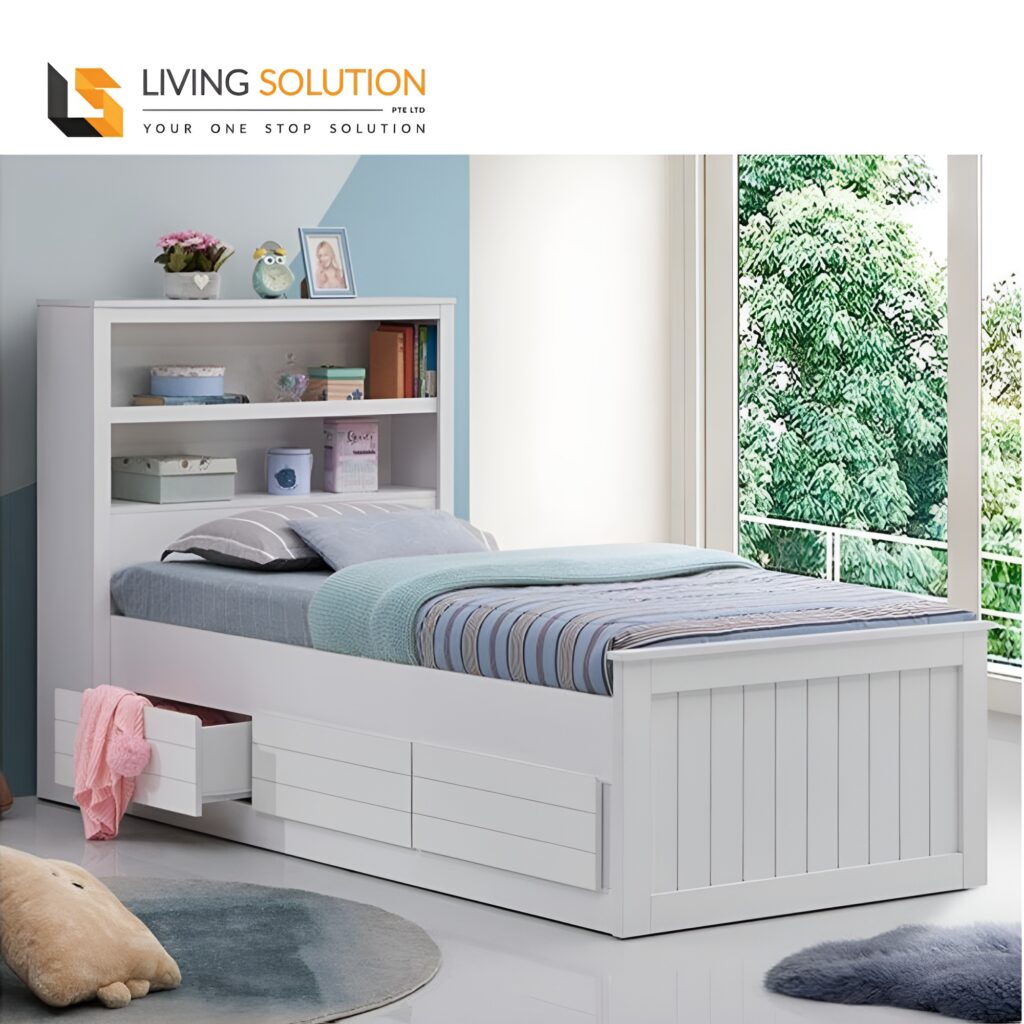 Vida Wooden Bed Frame - Living Solution Pte Ltd