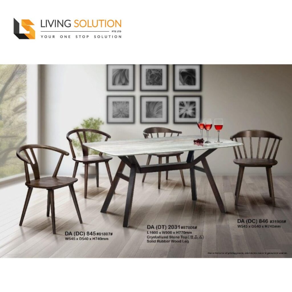 Giz Crystalised Stone Top Rubber Wood Dining Table - Living Solution ...