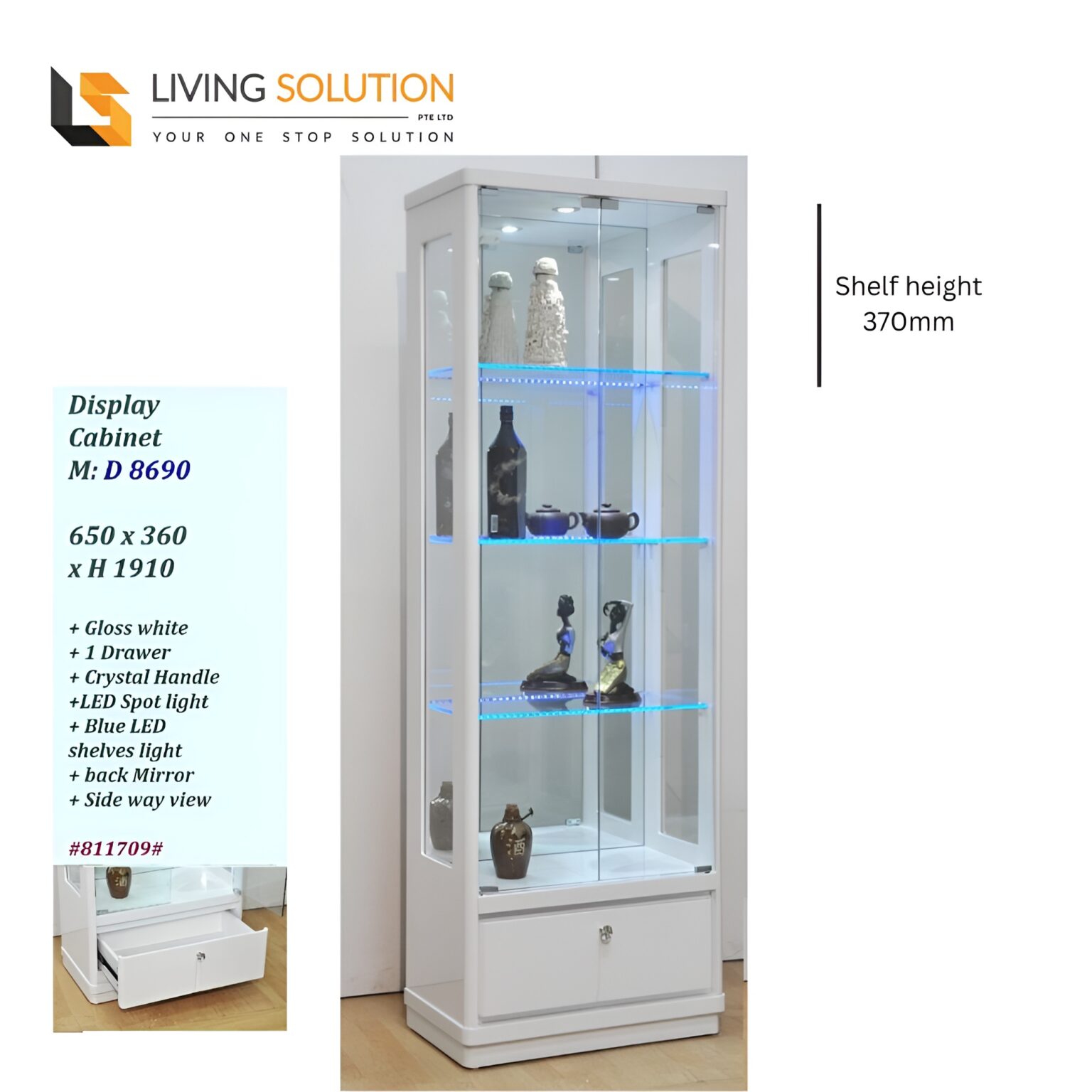 Kash Glass Display Cabinet - Living Solution Pte Ltd