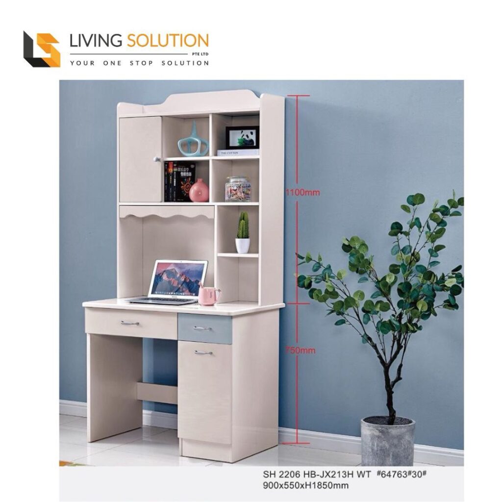 Daphi II Study Table with Shelving - Living Solution Pte Ltd