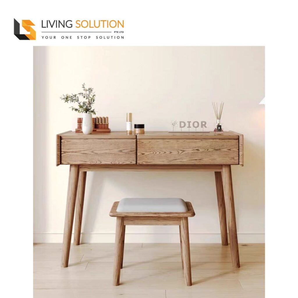 Bianka Solid Ash Wood Dressing Table - Living Solution Pte Ltd