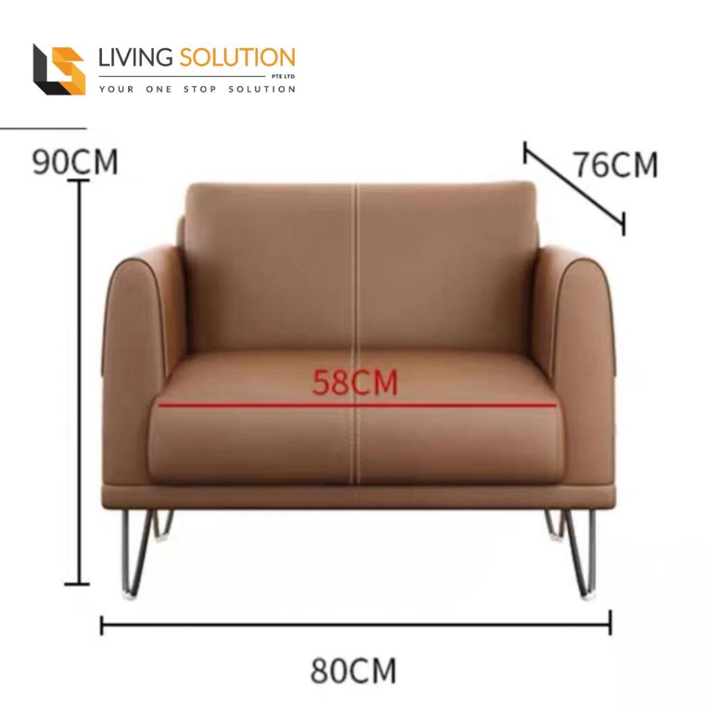 Meilin Office Sofa Half Leather Sofa - Living Solution Pte Ltd
