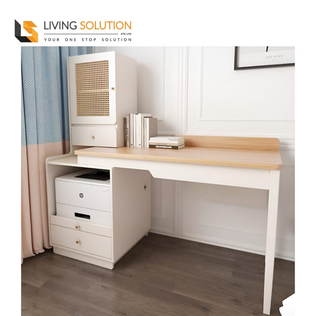 Catalina Study Table with Shelf - Living Solution Pte Ltd