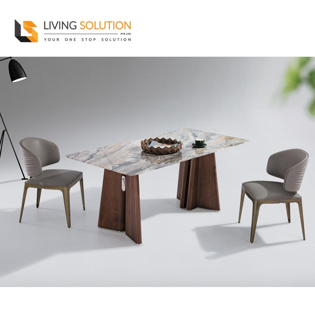 Phylis Sintered Stone Dining Table - Living Solution Pte Ltd