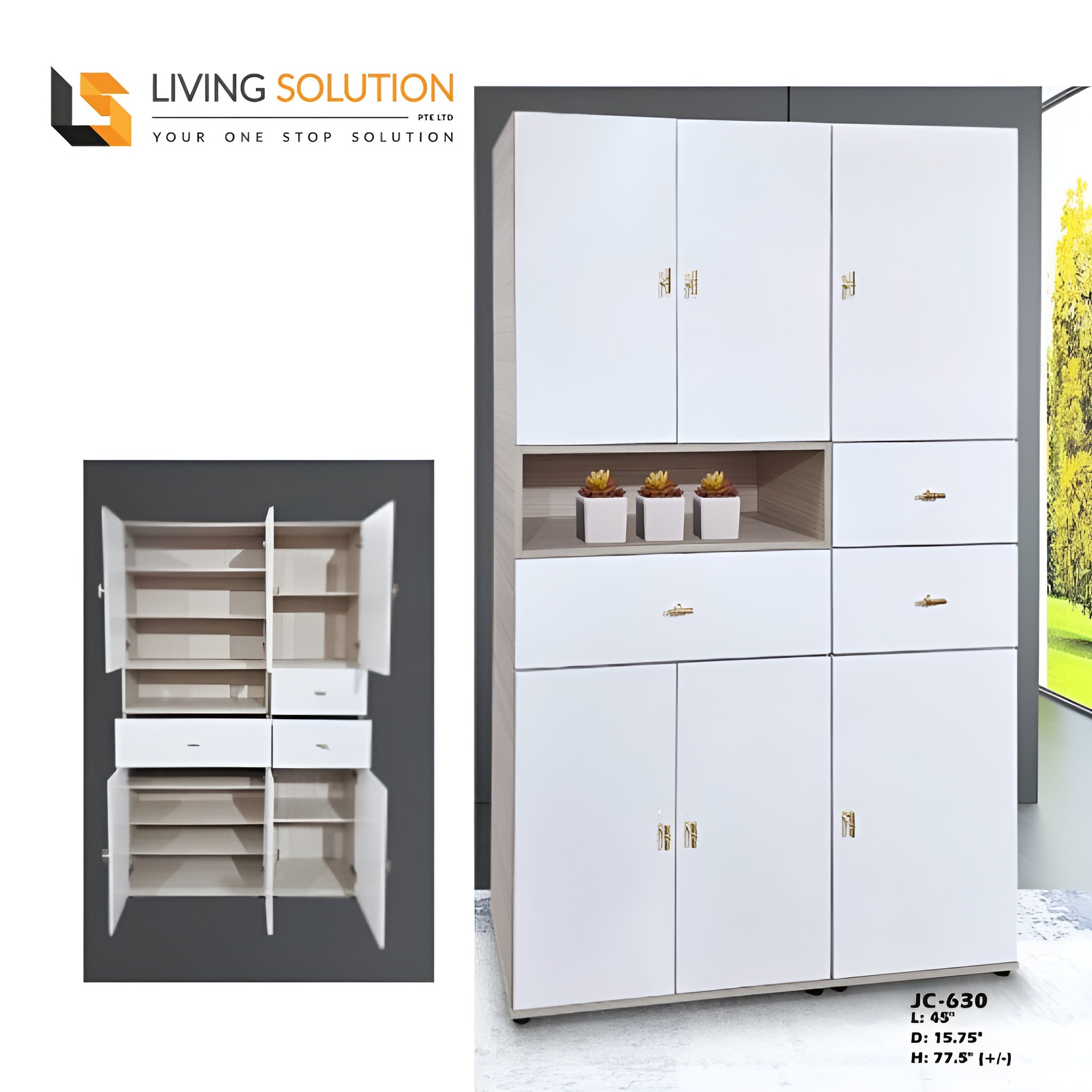 Helge Display Cabinet / Sideboard - Living Solution Pte Ltd