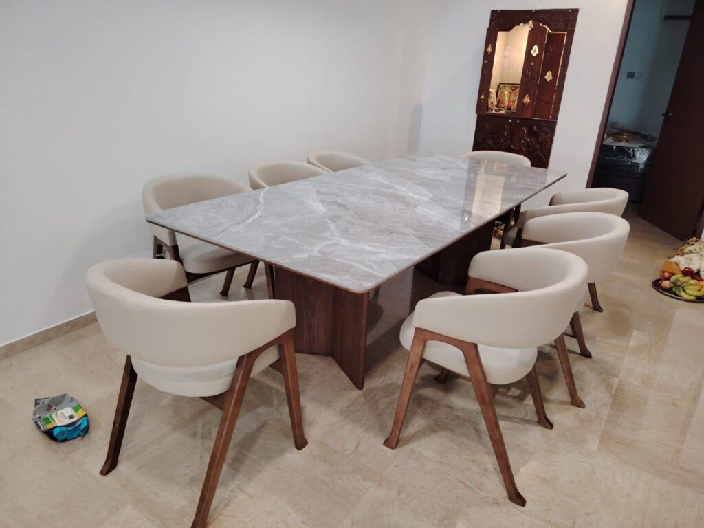 Chika Sintered Stone Ash Wood Dining Table - Living Solution Pte Ltd