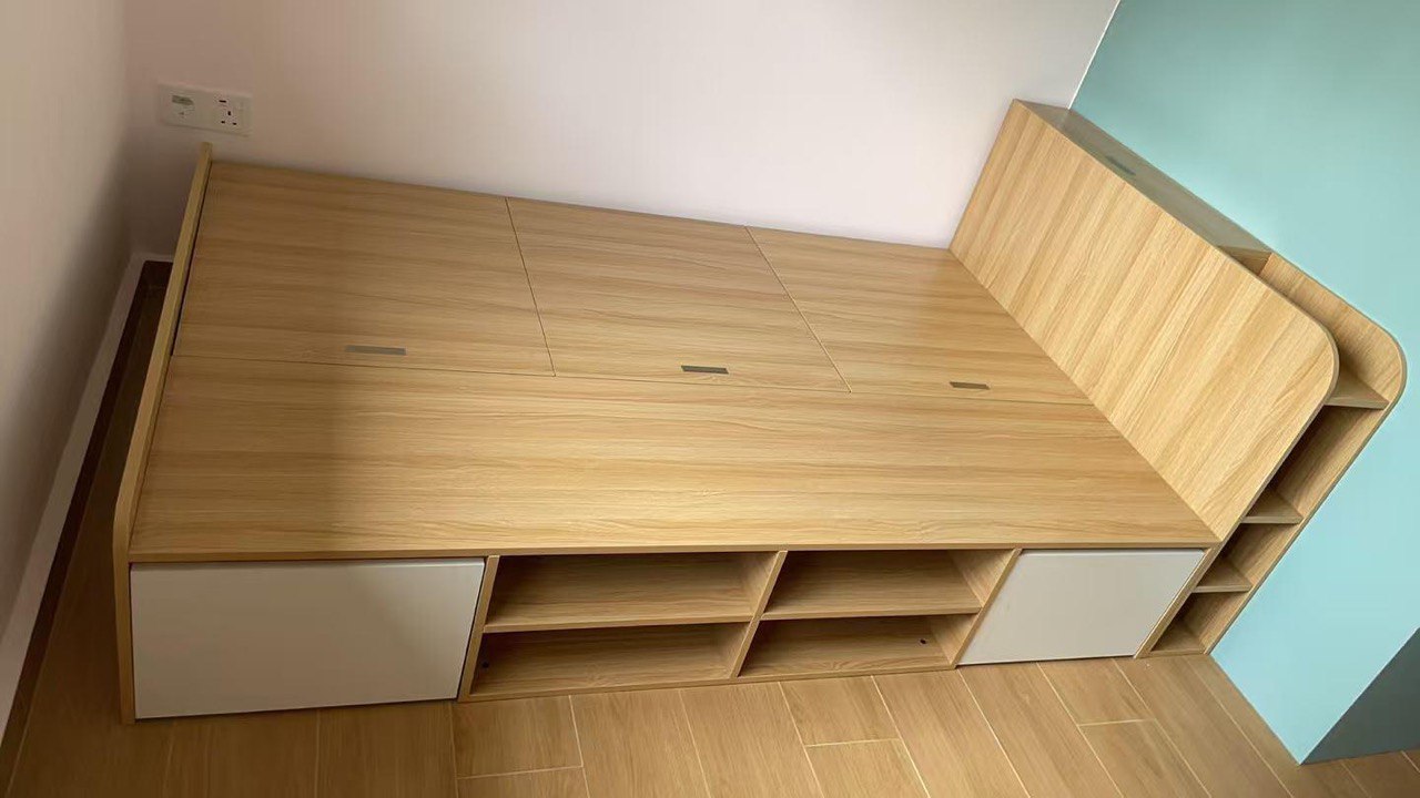 Alfa Wooden Storage Bed Frame - Living Solution Pte Ltd