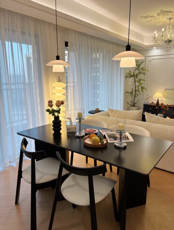 Chika Sintered Stone Ash Wood Dining Table - Living Solution Pte Ltd