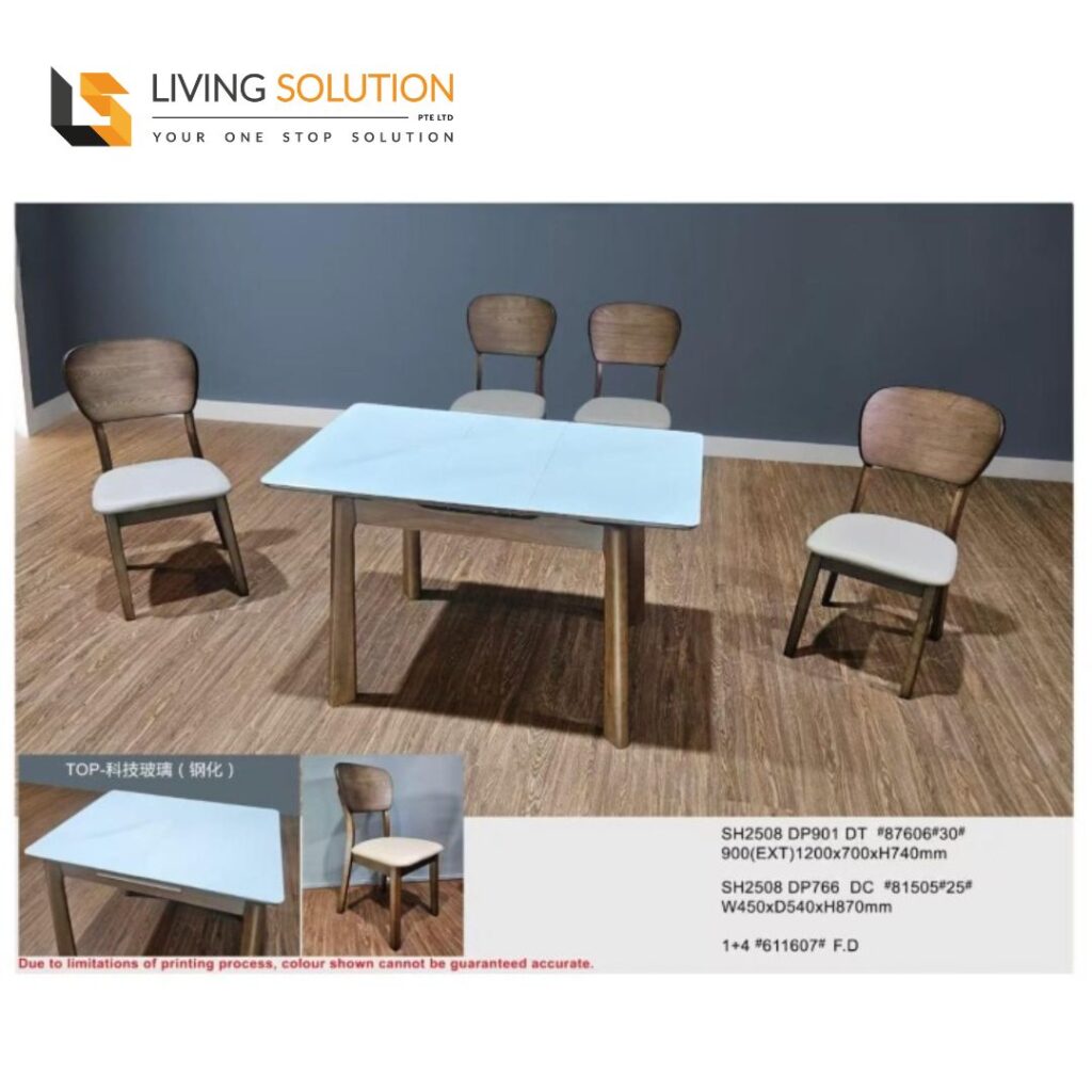 Saru Tempered Glass Wooden Extendable Dining Table - Living Solution ...